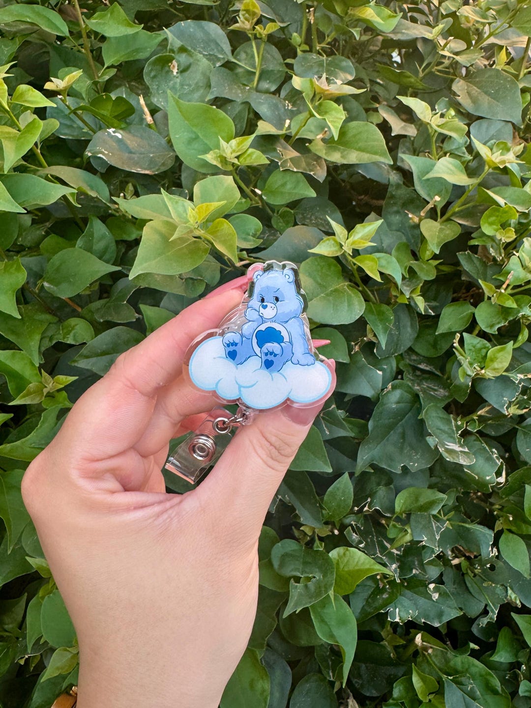 Grumpy Bear Badge Reel | Nostalgic Cloud Accessory - Etsy
