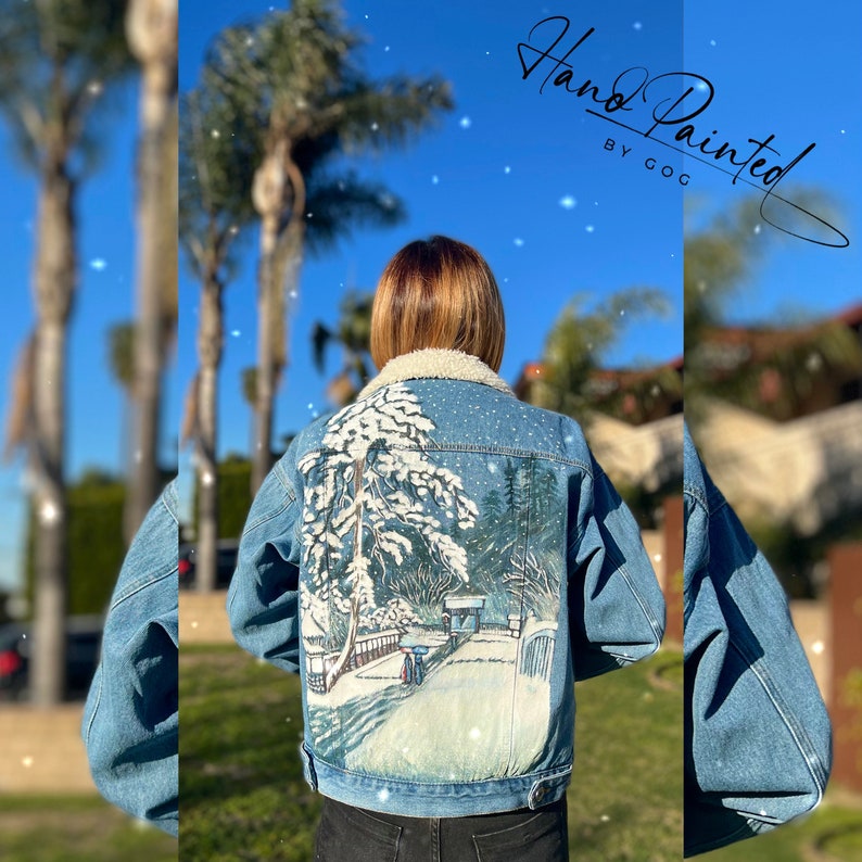 Winter Hand Painted Denim Jacket - Etsy