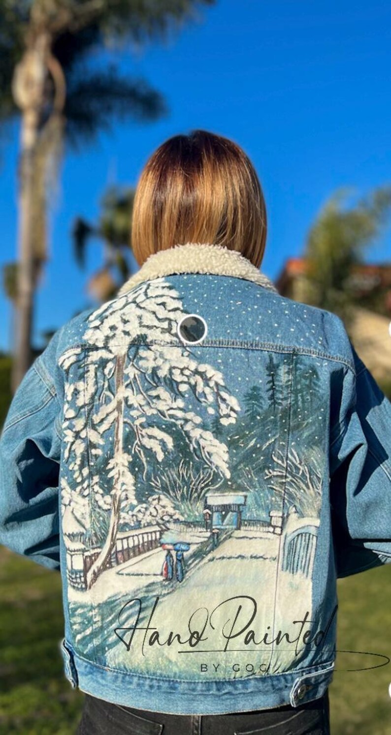 Winter Hand Painted Denim Jacket - Etsy