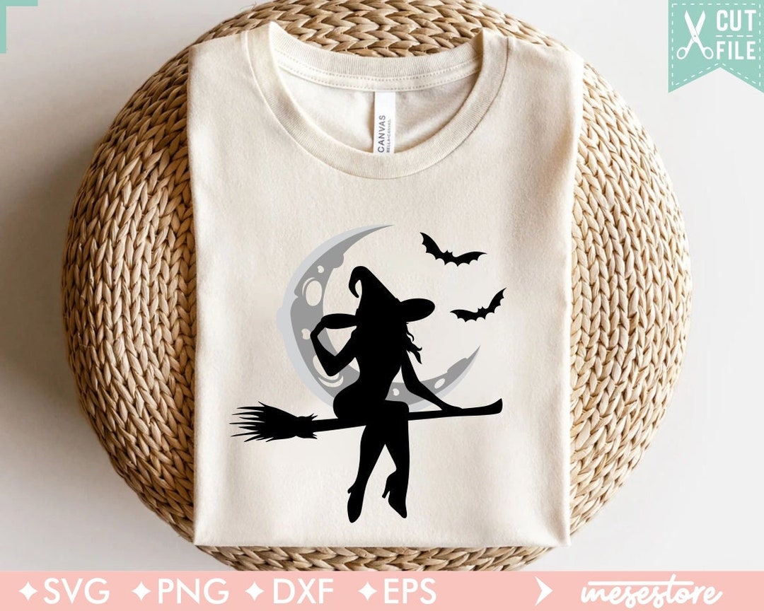 Witch Moon SVG, Halloween Svg, Flying Witch Svg, Witch Svg, Halloween ...