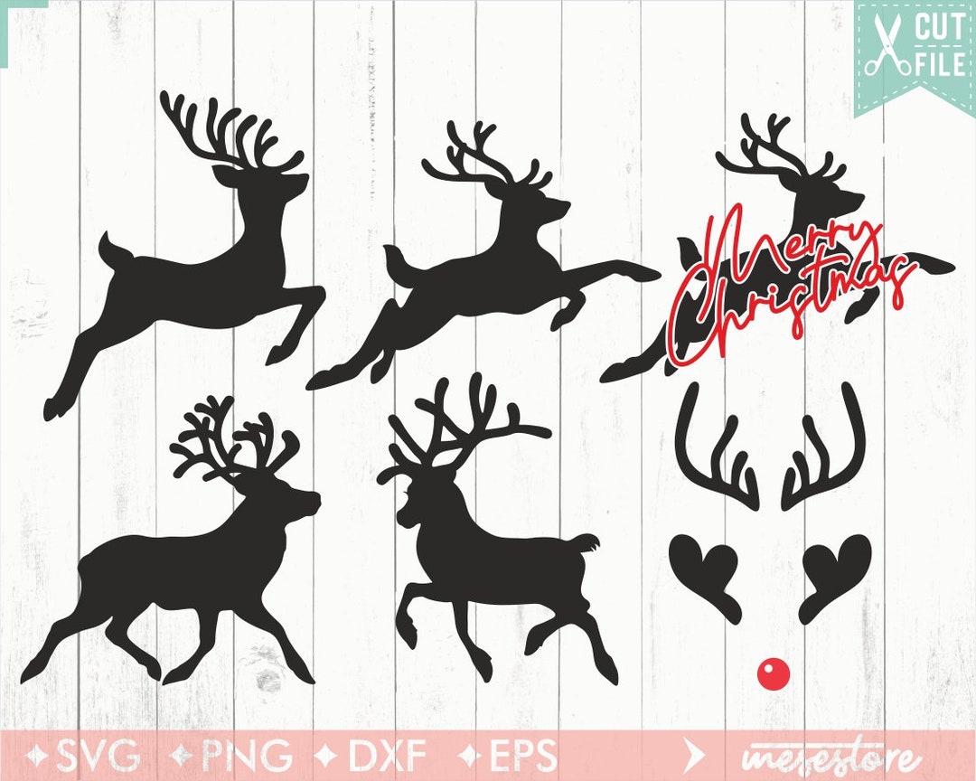 Christmas Reindeer Bundle SVG, Svg Dxf Eps Png Files for Cutting ...