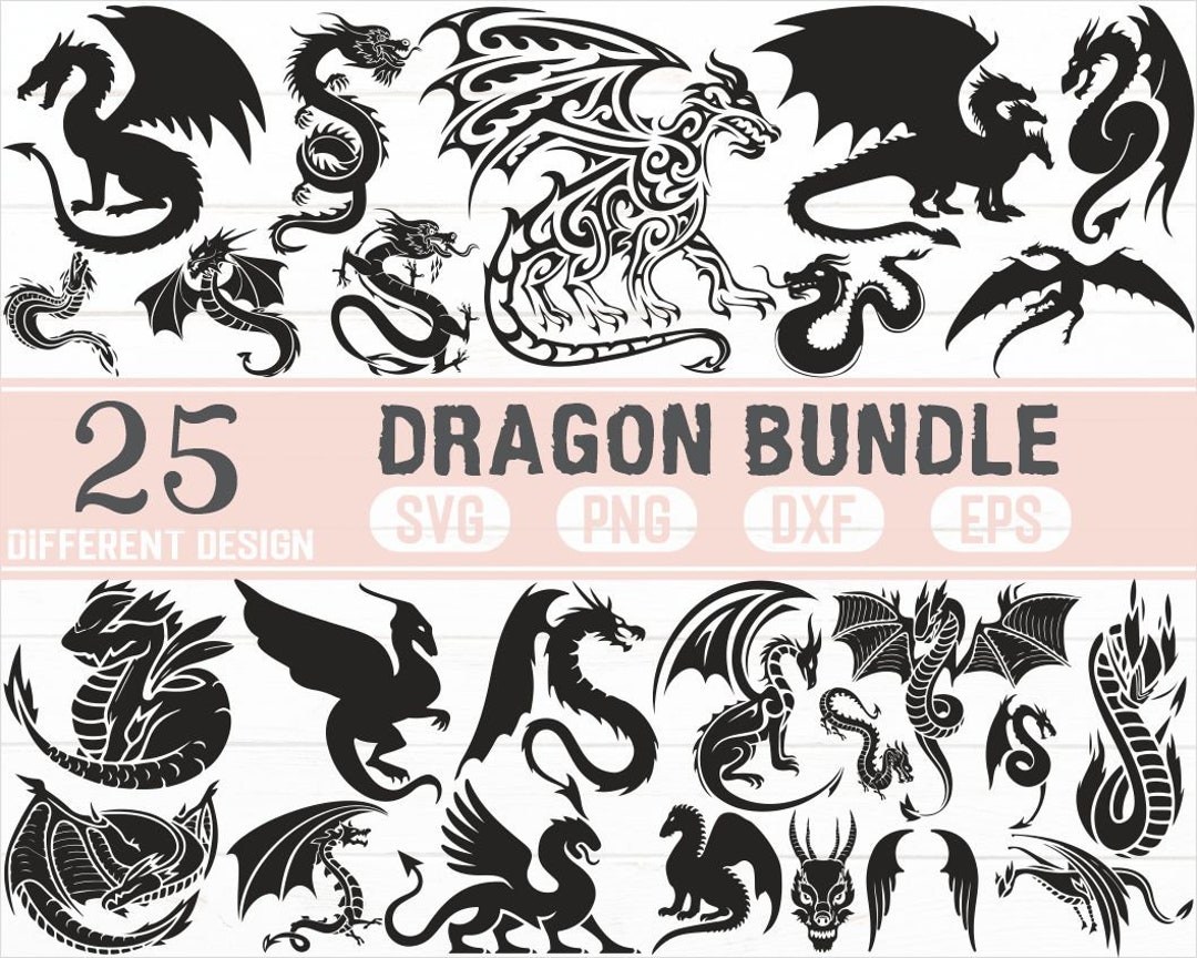 Dragon SVG / Dragon Clipart / Dxf, Png, Pdf, Eps / Dragon Digital ...