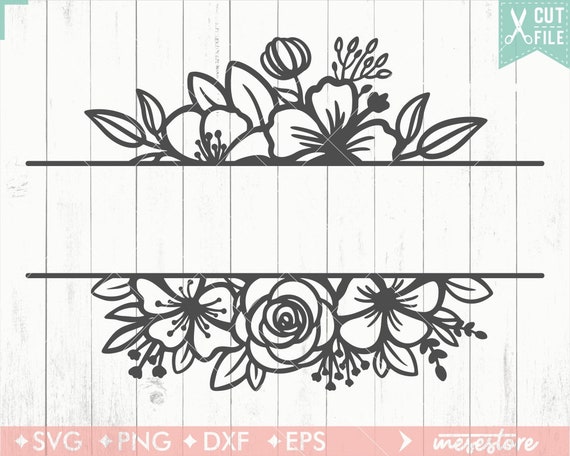 Split Floral Frame Svg Floral Border Svg Split Flower Etsy