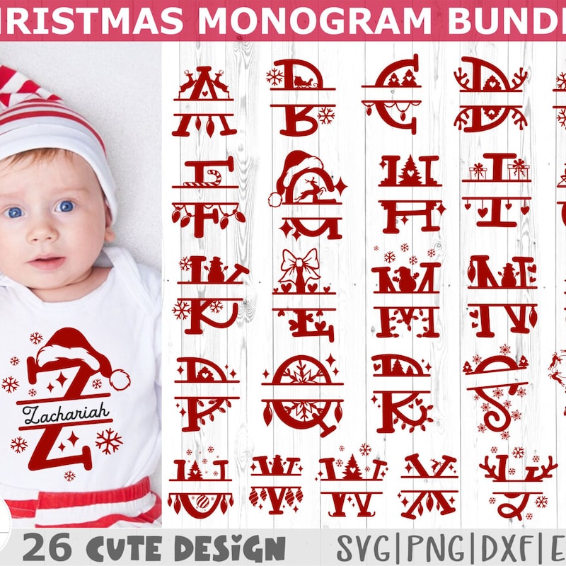 Christmas Monogram Svg - Etsy