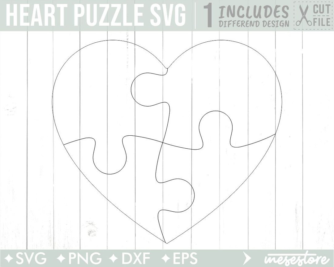 Heart Puzzle SVG Cut File, Puzzle Svg, Svg Dxf Eps Png Files for ...