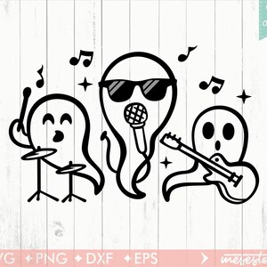 Ghost Band Svg, Halloween Ghost Band Svg, Ghost Play Guitar Svg, Spooky ...