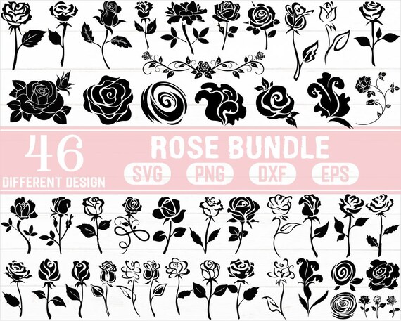 Rose spray Valentine's SVG · Rose cut file SVG · Rose and Ivy SVG ...