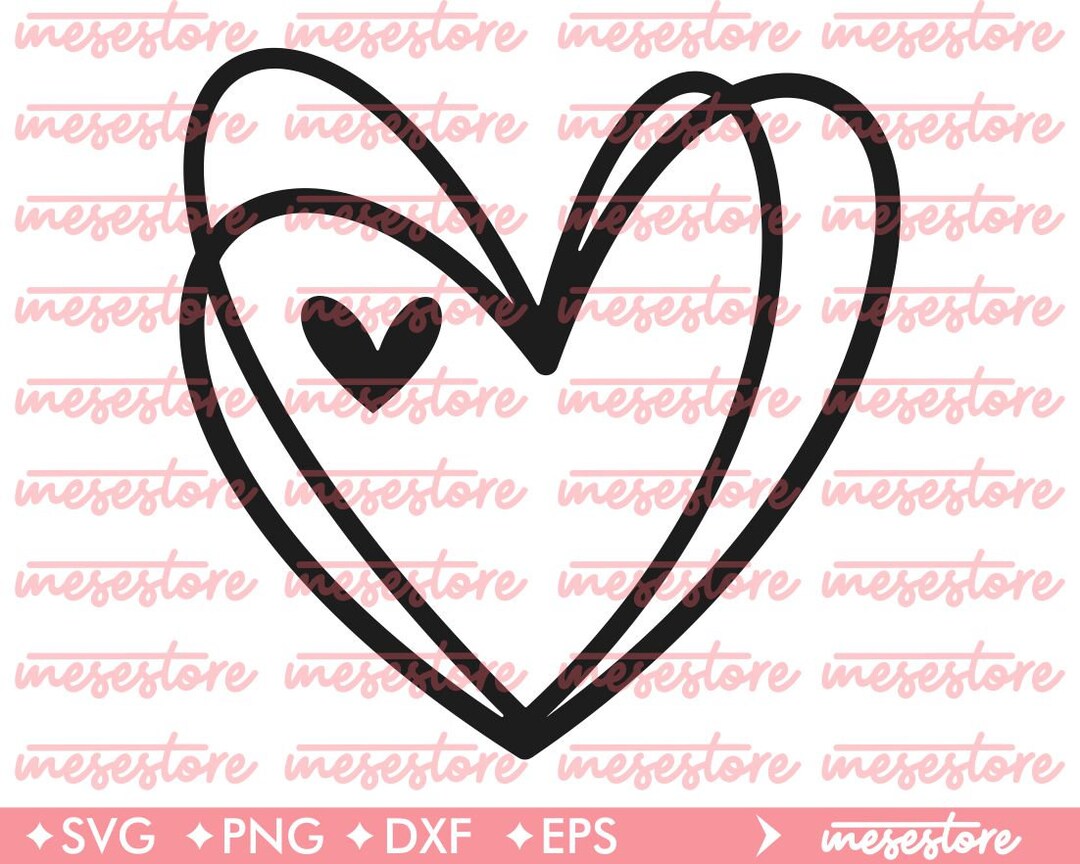 Doodle Heart SVG, Heart Svg, Svg Dxf Eps Png Files for Cutting Machines ...