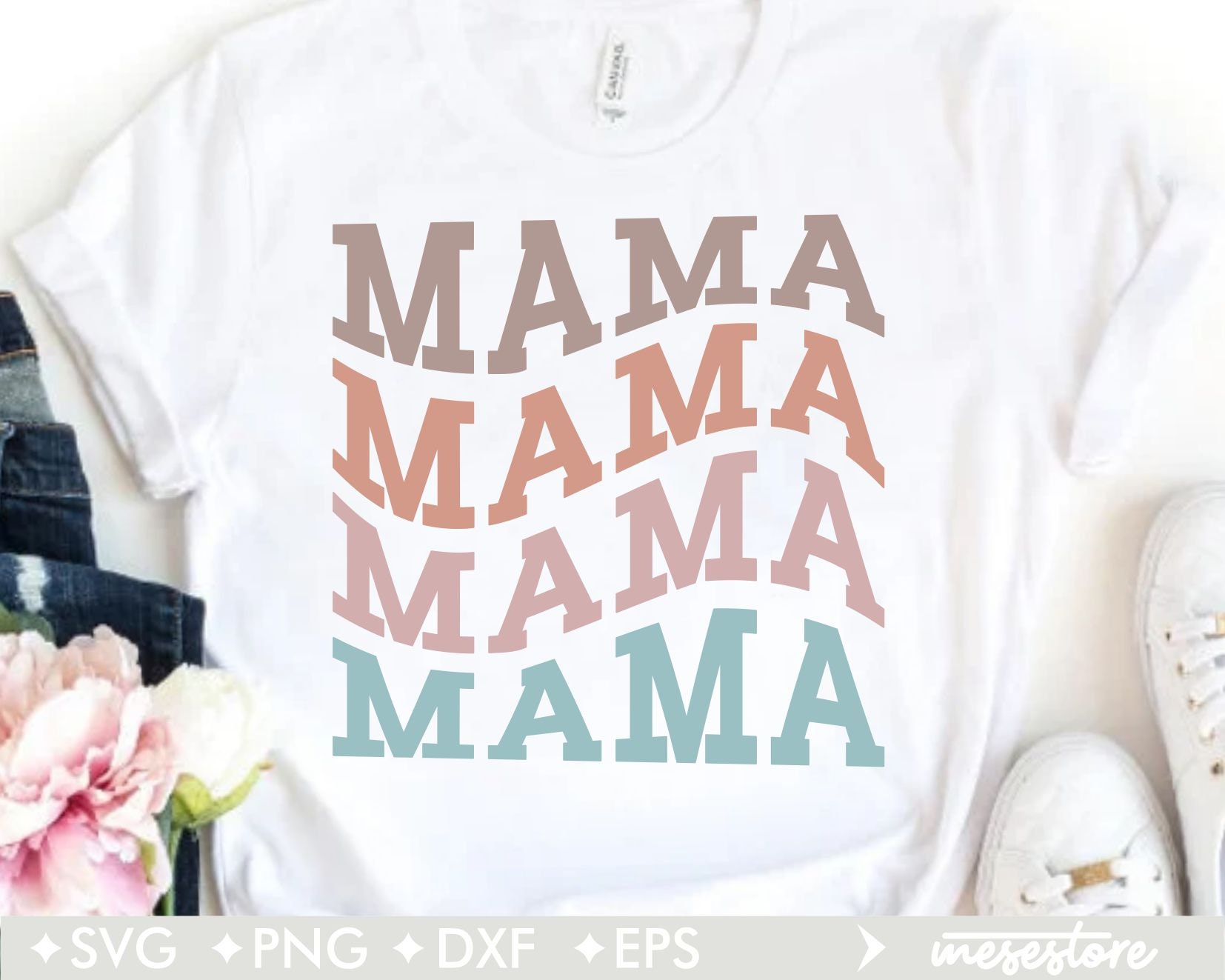 Mama Svg Mom Life Svg Wavy Letters Retro Shirt Svg Svg Dxf - Etsy