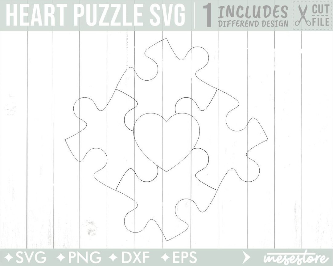 Heart Puzzle SVG Cut File, Puzzle Svg, Svg Dxf Eps Png Files for ...