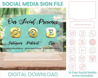 Digital Download , Social Media Sign Laser Cutting File , Lasercutting ...