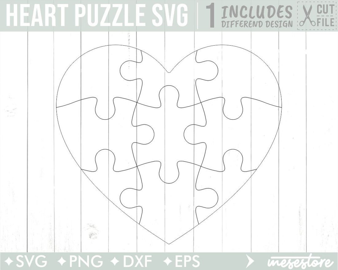 Heart Puzzle SVG Cut File, Puzzle Svg, Svg Dxf Eps Png Files for ...