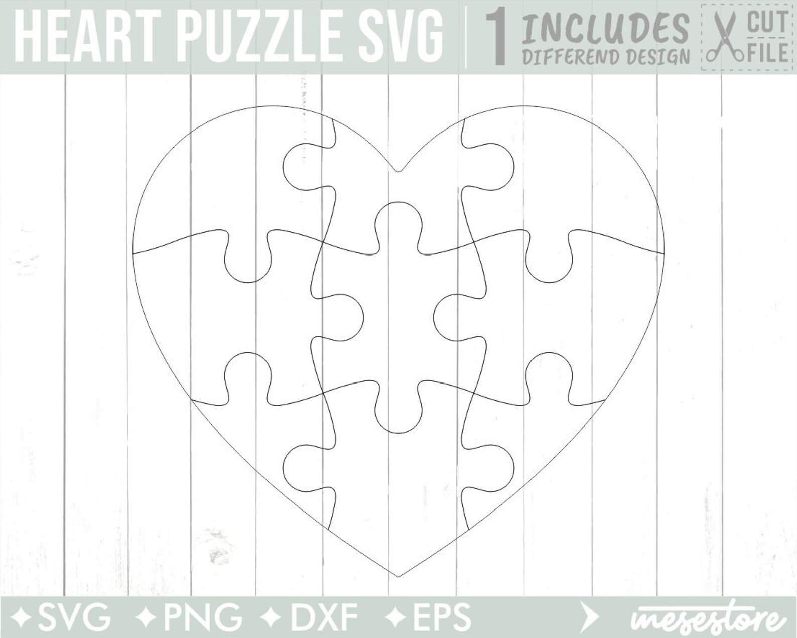 Heart Puzzle SVG Cut File Puzzle Svg Svg Dxf Eps Png Files - Etsy
