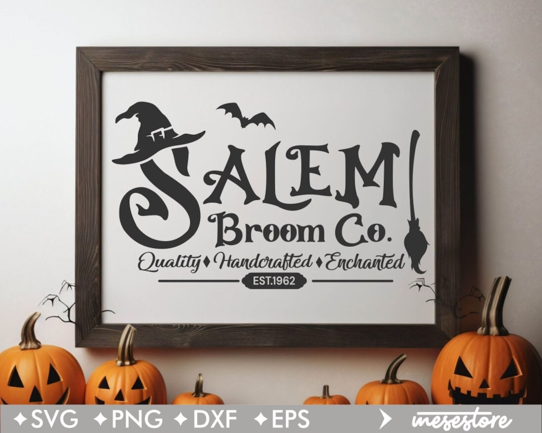 Salem Broom Company Svg, Halloween Svg, Witches Broom SVG, Vintage ...