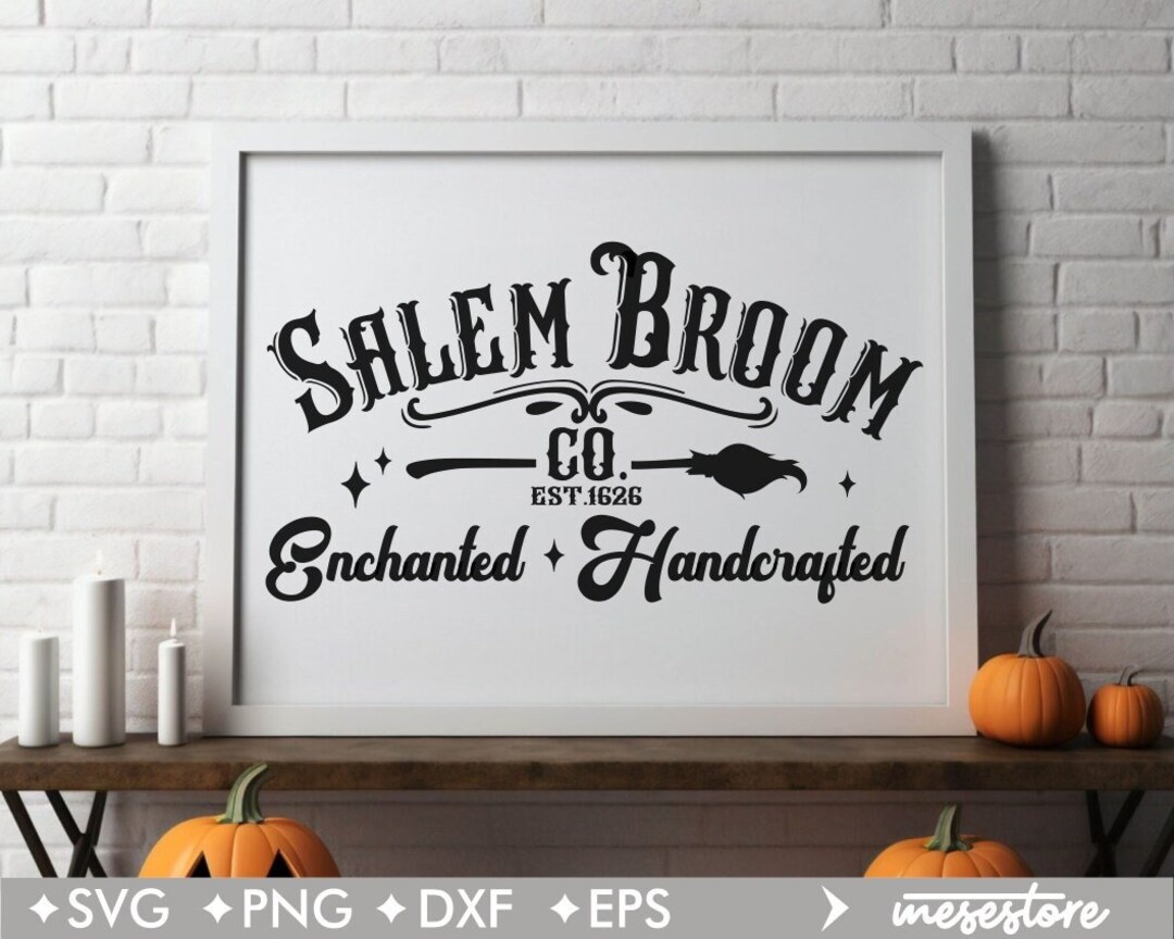 Salem Broom Company Svg, Halloween Svg, Witches Broom SVG, Vintage ...
