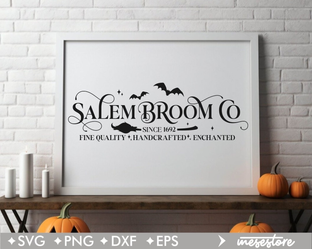 Salem Broom Company Svg, Halloween Svg, Witches Broom SVG, Vintage ...