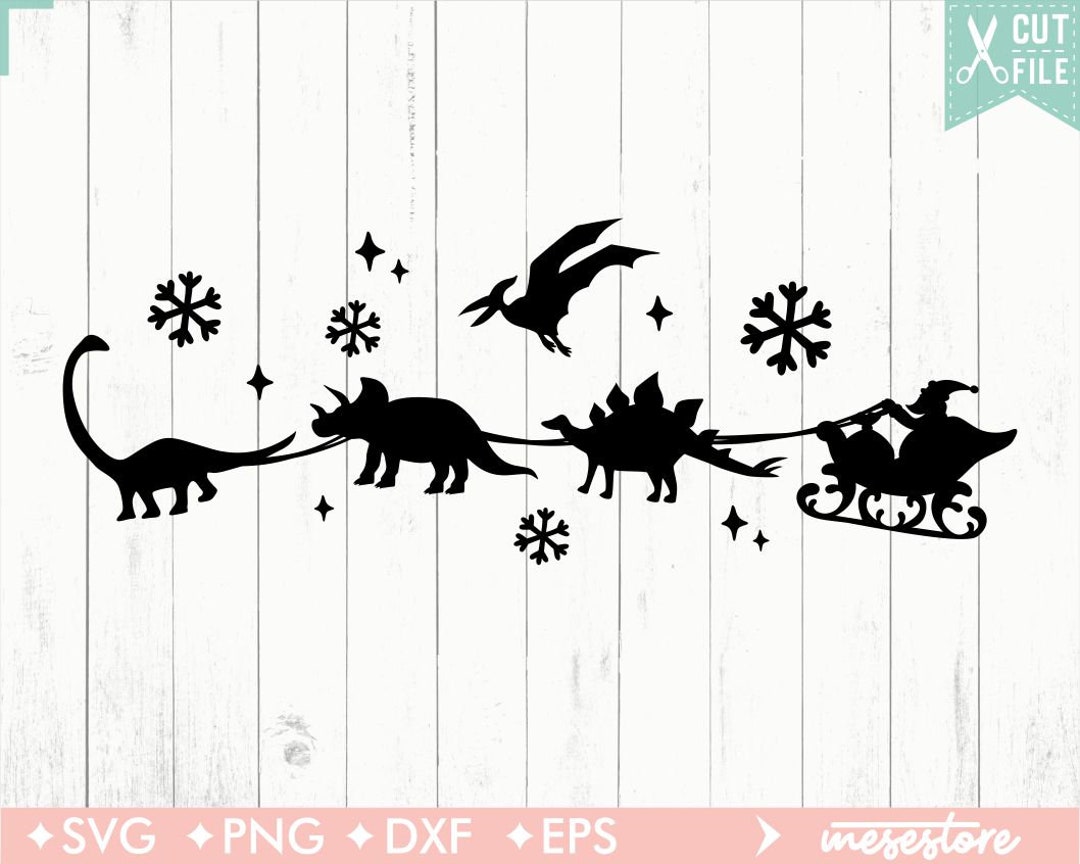 Christmas Dinosaur Sleigh Ride Svg, Dinosaur Sleigh Ride, Santa Sleigh ...