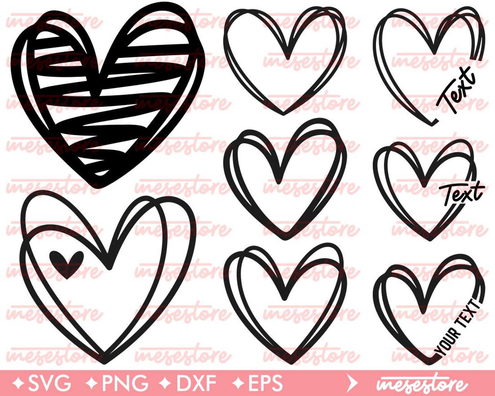 Doodle Heart SVG Bundle, Heart Svg Bundle, Enjoy 50% off When You Order ...