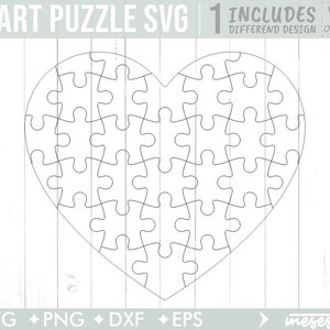 Heart Puzzle SVG Cut File, Puzzle Svg, Svg Dxf Eps Png Files for ...