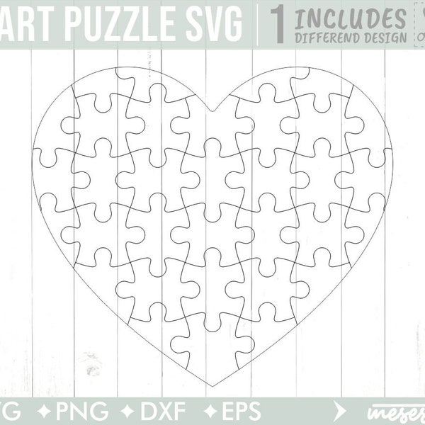 Heart Puzzle Svg - Etsy