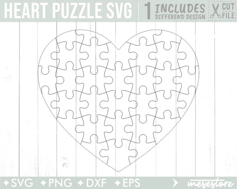 Heart Puzzle SVG Cut File Puzzle Svg Svg Dxf Eps Png Files - Etsy