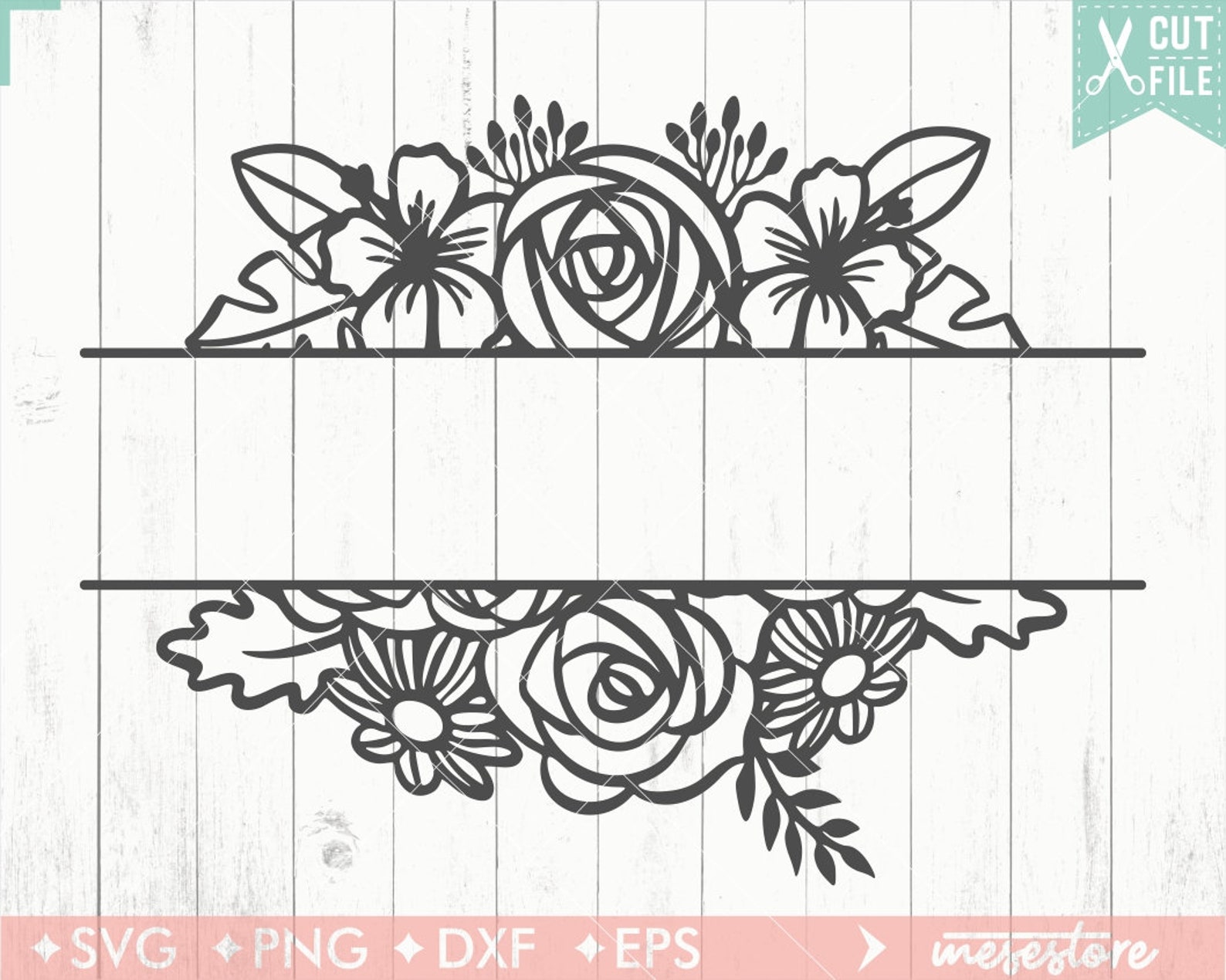 Split Floral Frame SVG, Floral Border SVG, Split Flower Monogram Svg ...