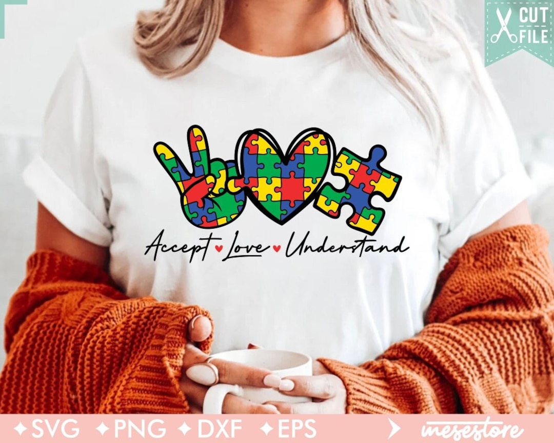 Accept Love Understand Svg, Autism Awareness, Puzzle Pieces, Autism Svg ...