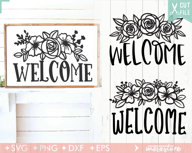 Welcome Sign Svg File Welcome Porch Sign Svg Floral Welcome - Etsy
