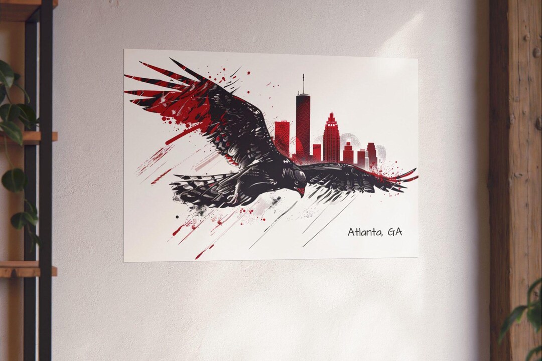 Atlanta, GA City Skyline Poster, Modern Wall Art for Home & Office ...