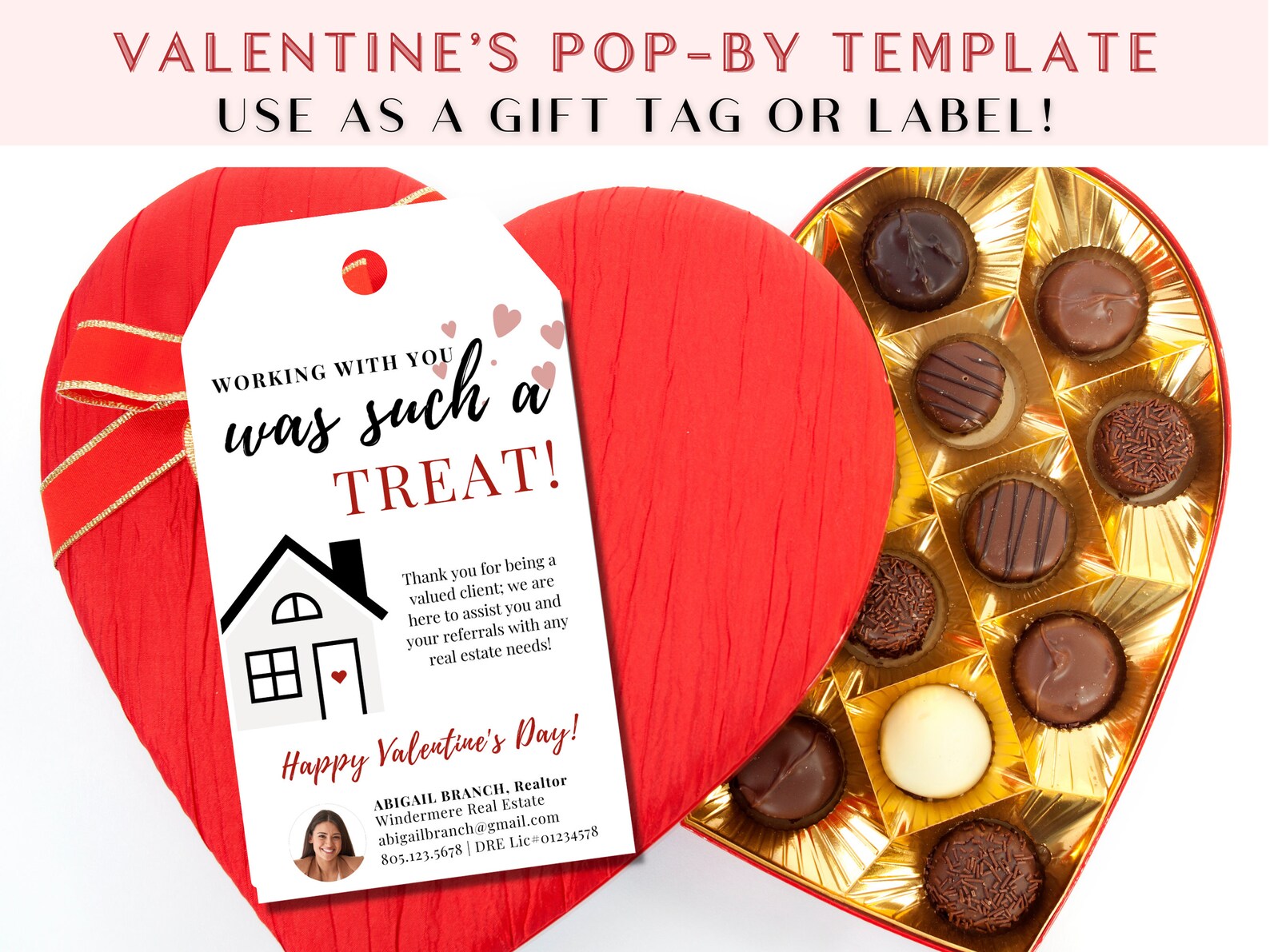 Valentine Treat Tag Template: Real Estate Pop-by Gift (digital Download ...