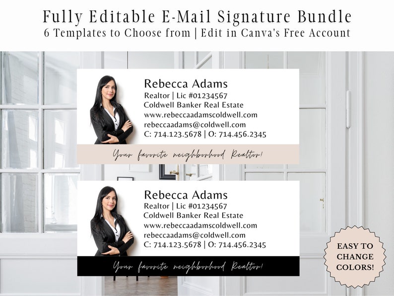 Editable Real Estate Email Signature Template Bundle (canva) - Etsy