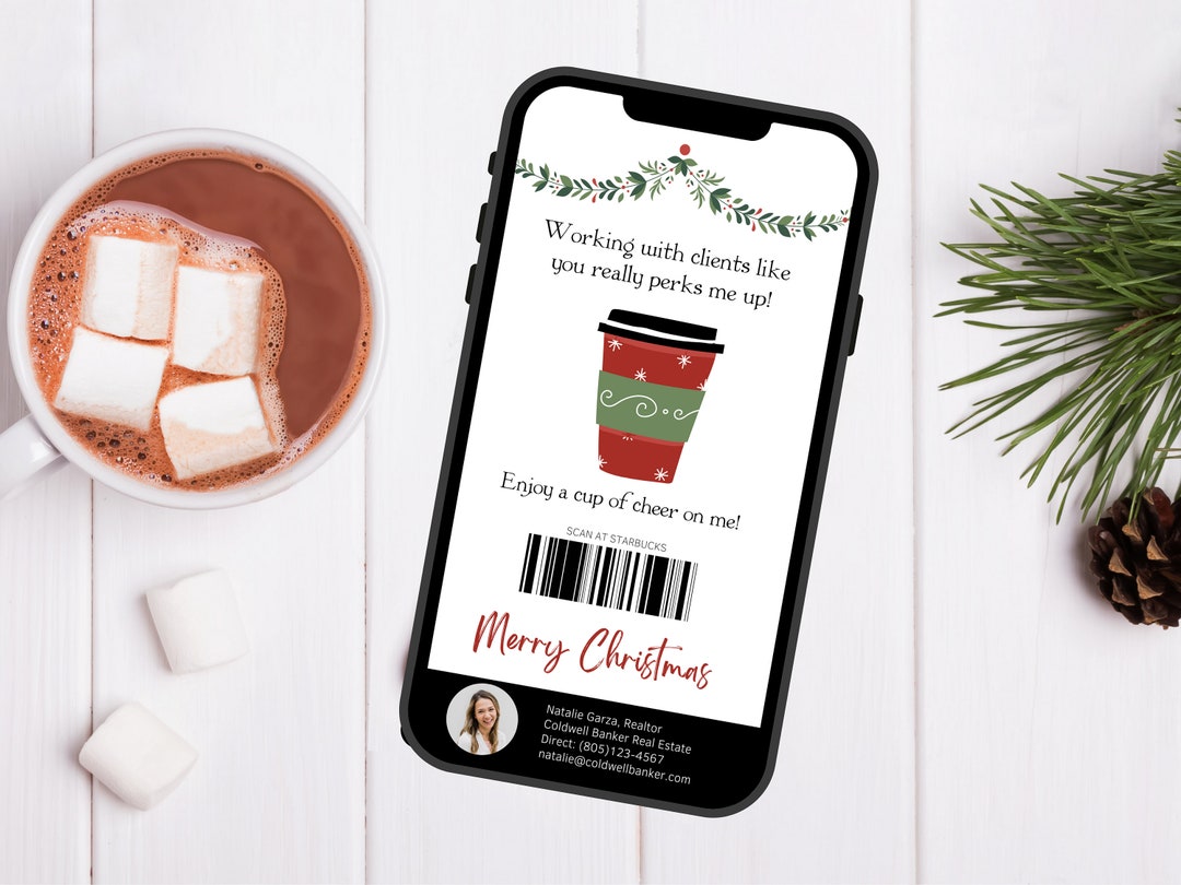 TEXTABLE STARBUCKS CARD Digital Coffee Gift Card Barcode, Christmas ...
