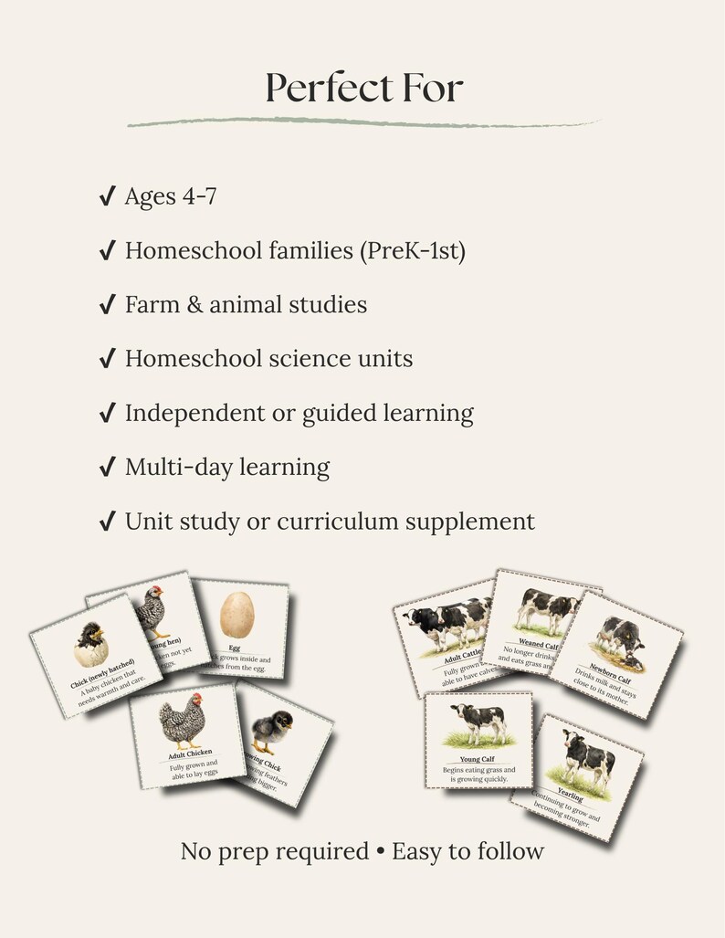 Farm Animal Life Cycle Printable | Chicken, Cow Unit Study (ages 4-7 ...