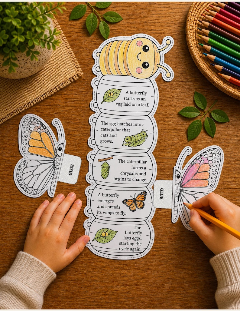 Butterfly Life Cycle Craft Printable | Interactive Accordion Activity ...