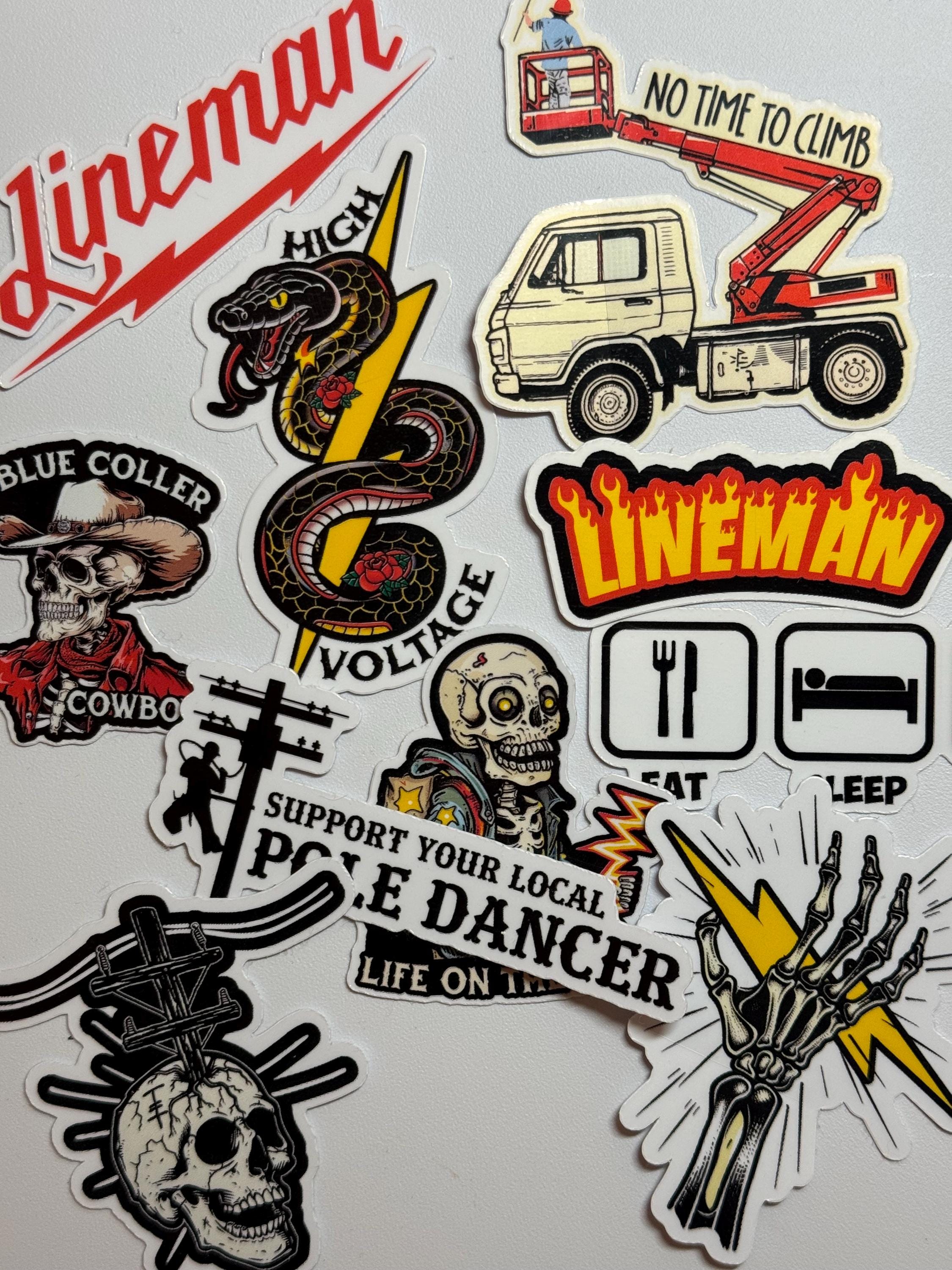Lineman Hard Hat Stickers | Blue Collar Workers | Journeyman Lineman ...