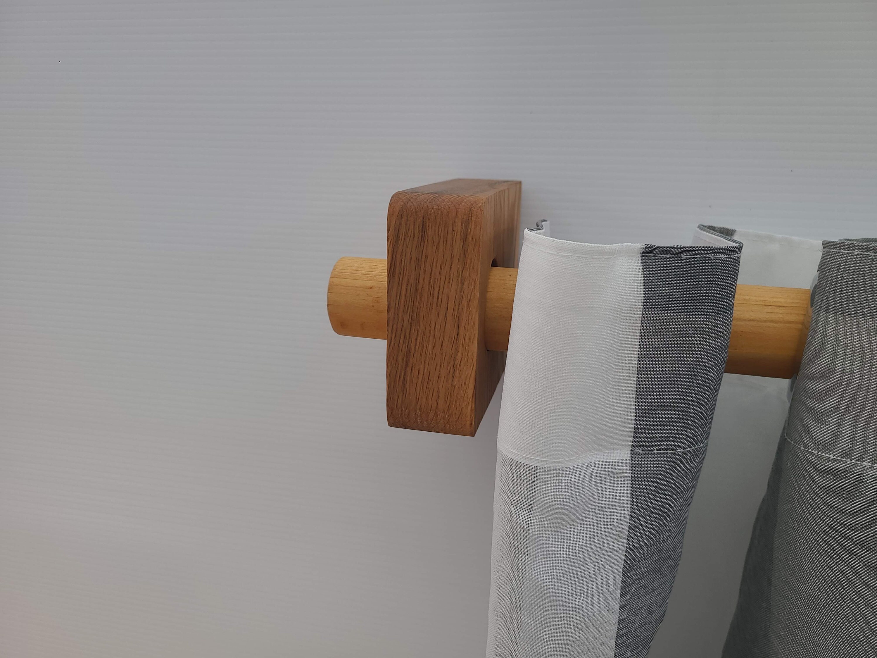 Curtain Rod Holder, Rustic Wood Curtain Rod Bracket Oak - Etsy