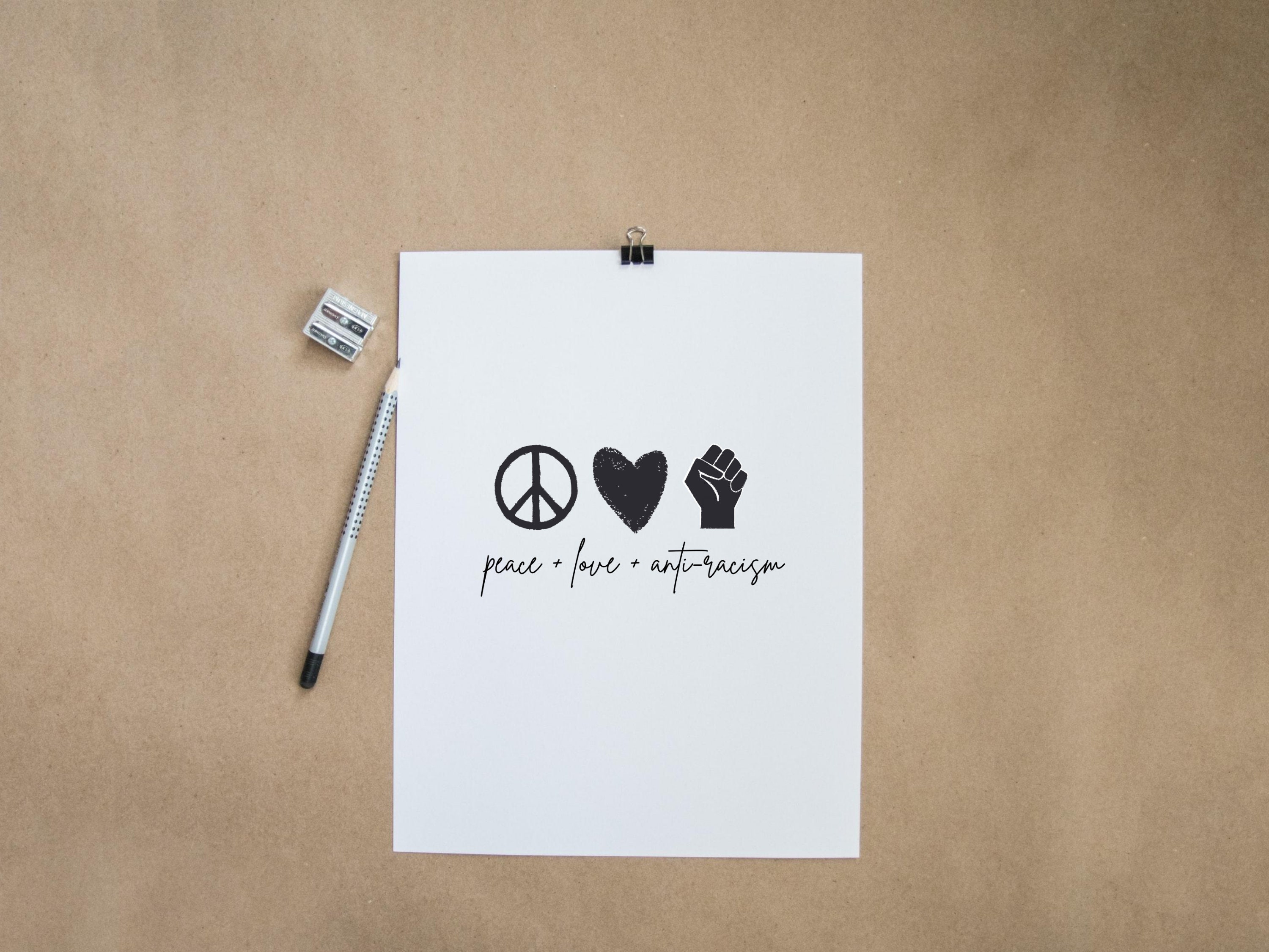 PRINT WALL ART | Peace Love Anti-racism | Social Justice Classroom ...