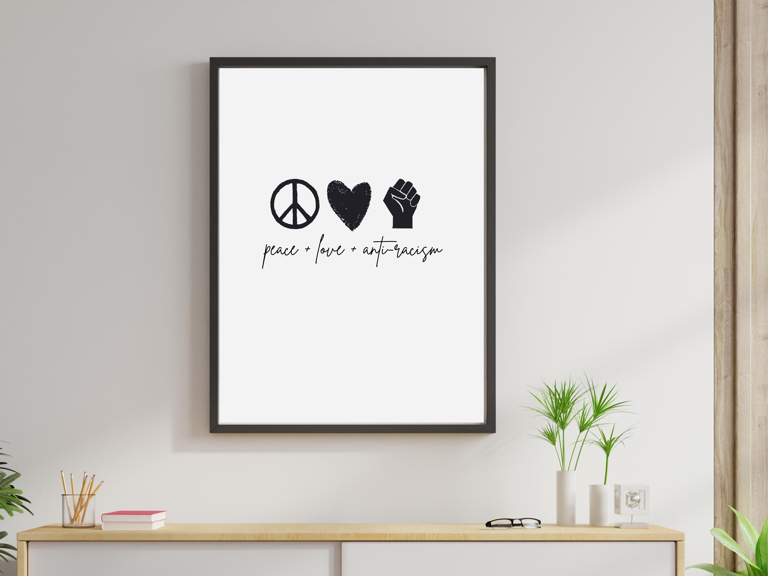 PRINT WALL ART Peace Love Anti-racism Social Justice - Etsy