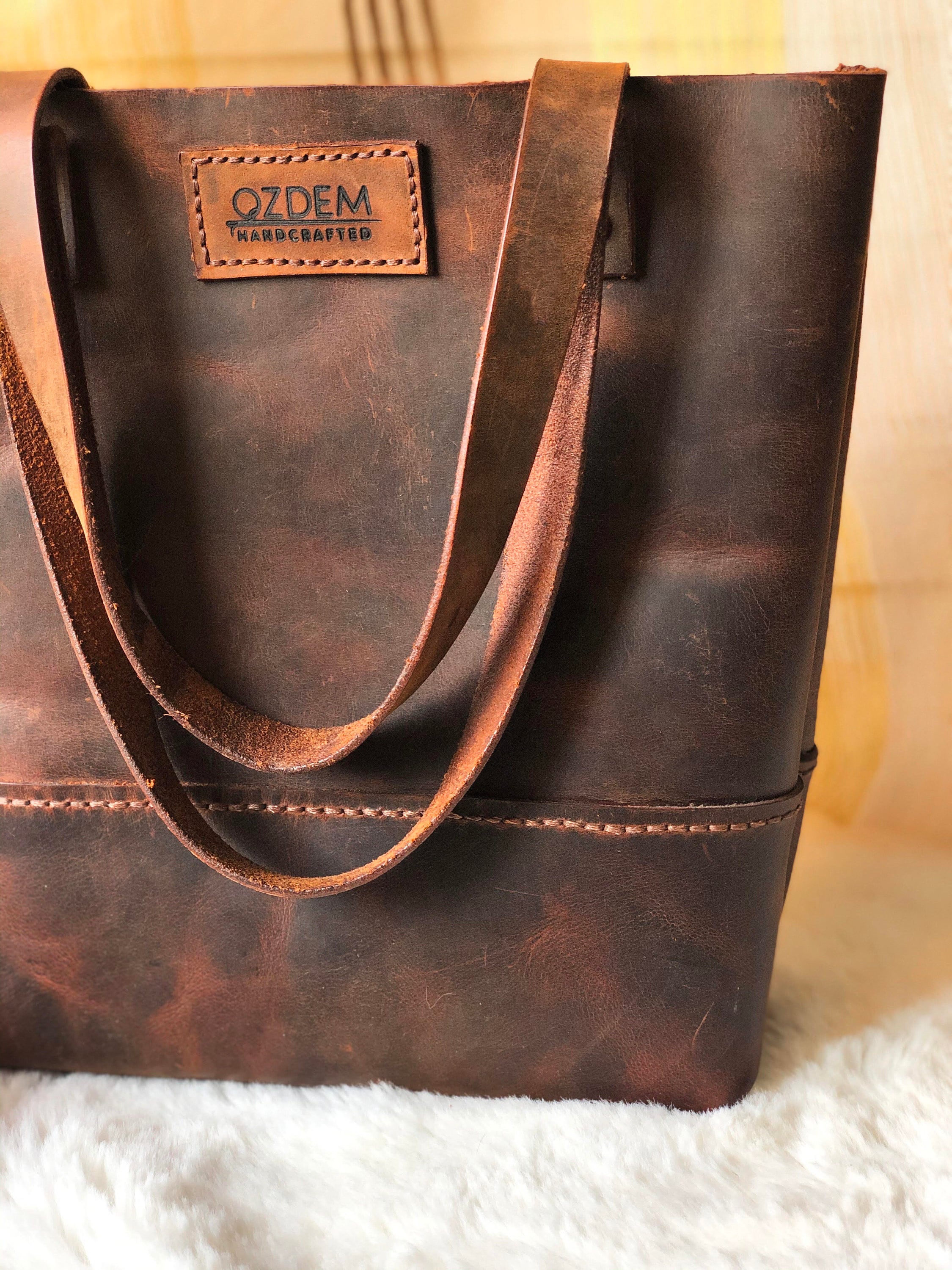 Genuine Leather Handmade Tote Bag - Etsy