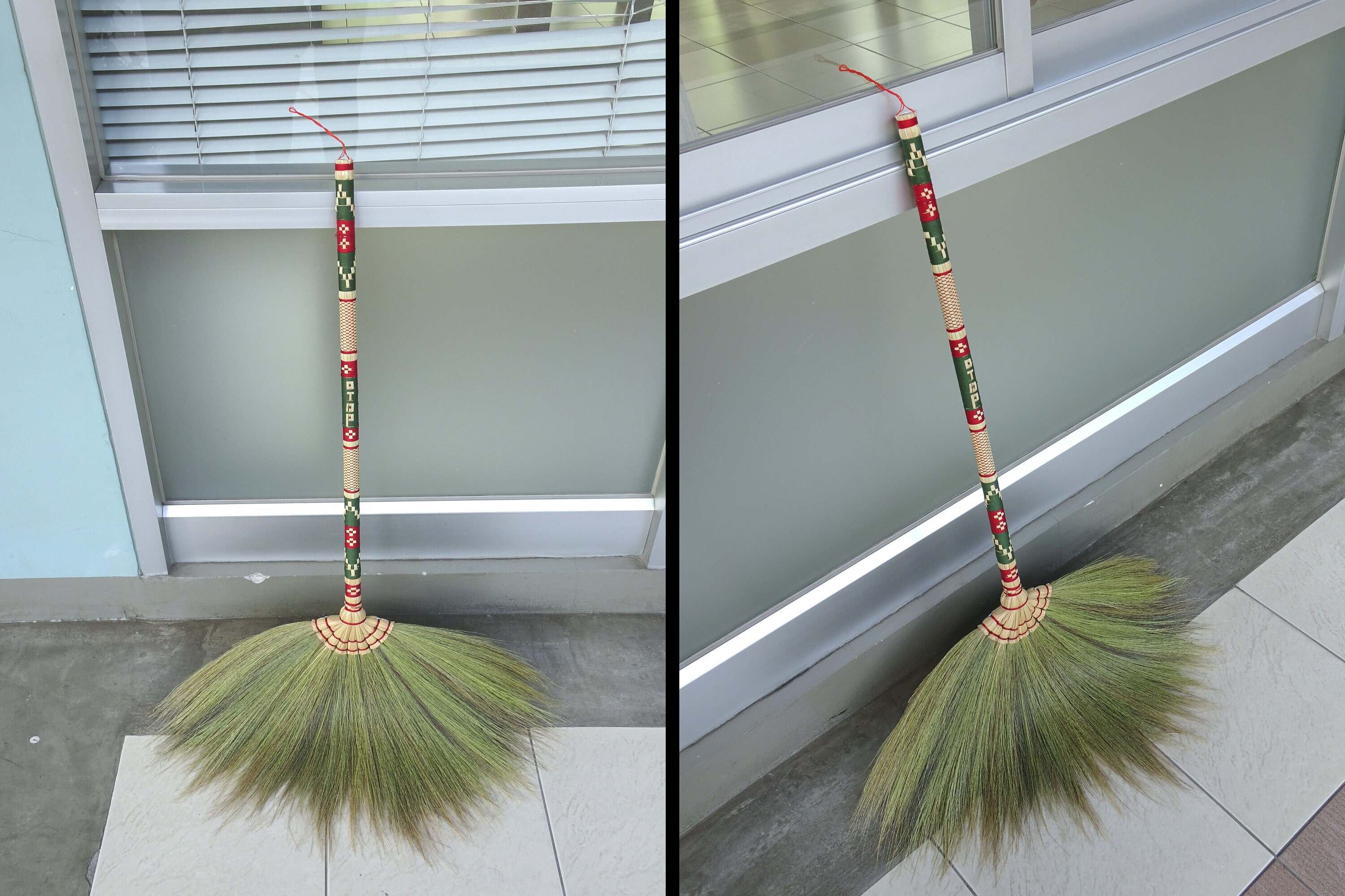 Handmade Thai Asian Broom Natural Wood Broomstick for Sweeping Oriental ...