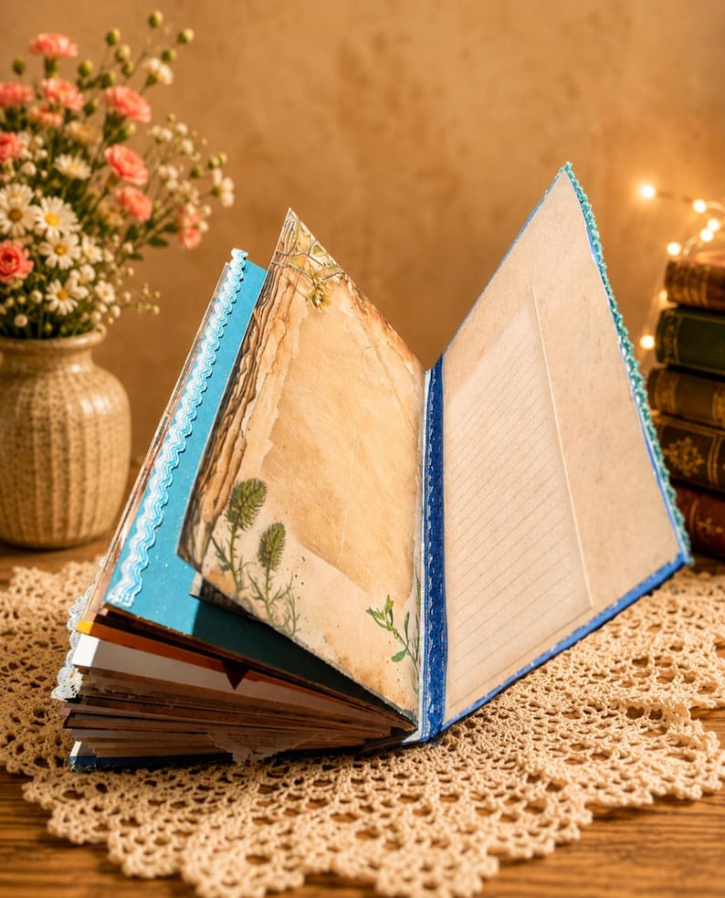 Blue Lace Garden Handmade Junk Journal - Etsy