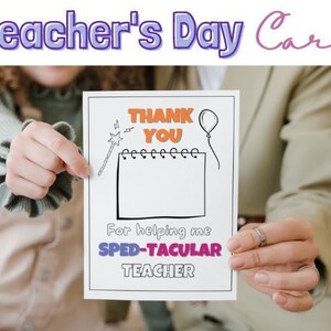 Printable Thank You Teacher Colour in Card and Envelope, Happy Teacher ...