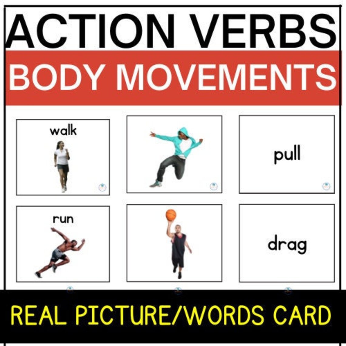 ESL Flashcards Action Verbs Movements Photo Picture Cards ELL SPED - Etsy