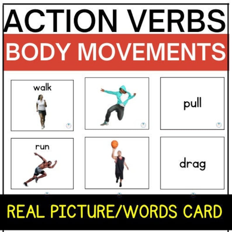 ESL Flashcards Action Verbs Movements Photo Picture Cards ELL SPED - Etsy