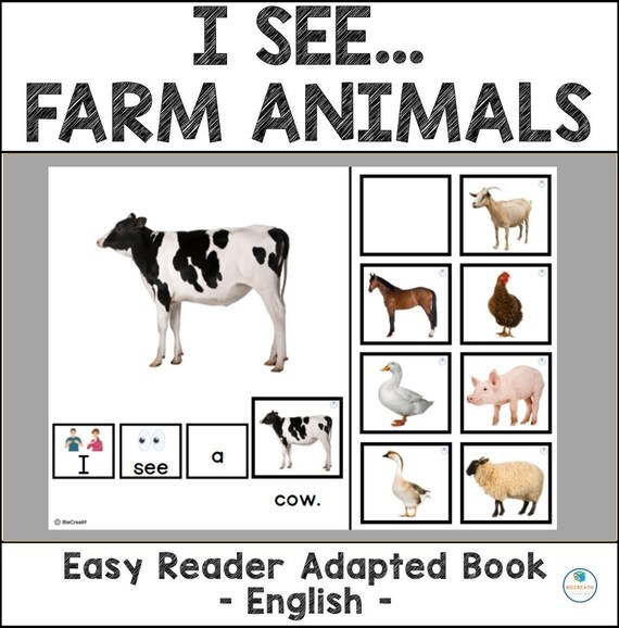 Farm Animals I SEE Adapted Interactive Book Easy Reader | Etsy