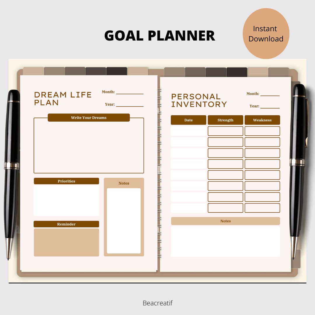 Goals Tracker, Goal Planner, Goal Checklist, Digital Goal Planner ...