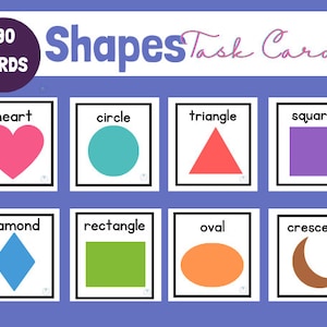Shapes Task Cards 2D & 3D Shapes Vocabulary, Matching, Reading, Writing ...