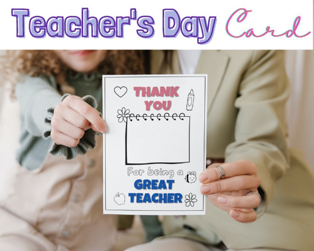 Printable Thank You Teacher Colour in Card and Envelope, Happy Teacher ...