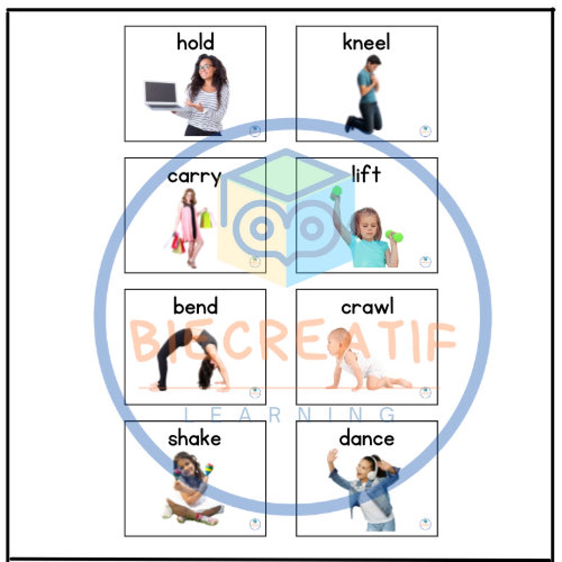 ESL Flashcards Action Verbs Movements Photo Picture Cards ELL SPED - Etsy