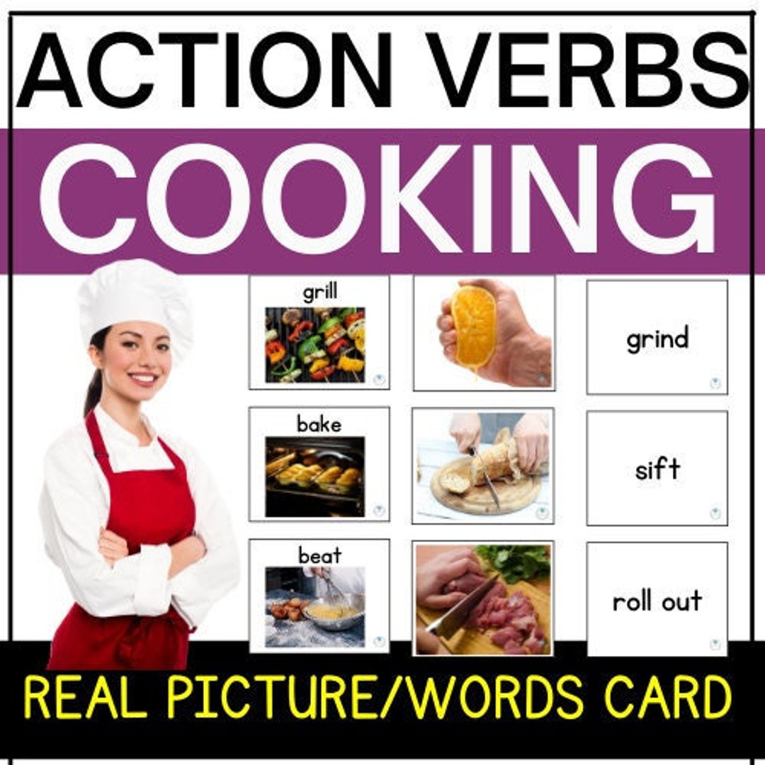ESL Flashcards Action Verbs Cooking Photo Picture Cards ELL SPED - Etsy